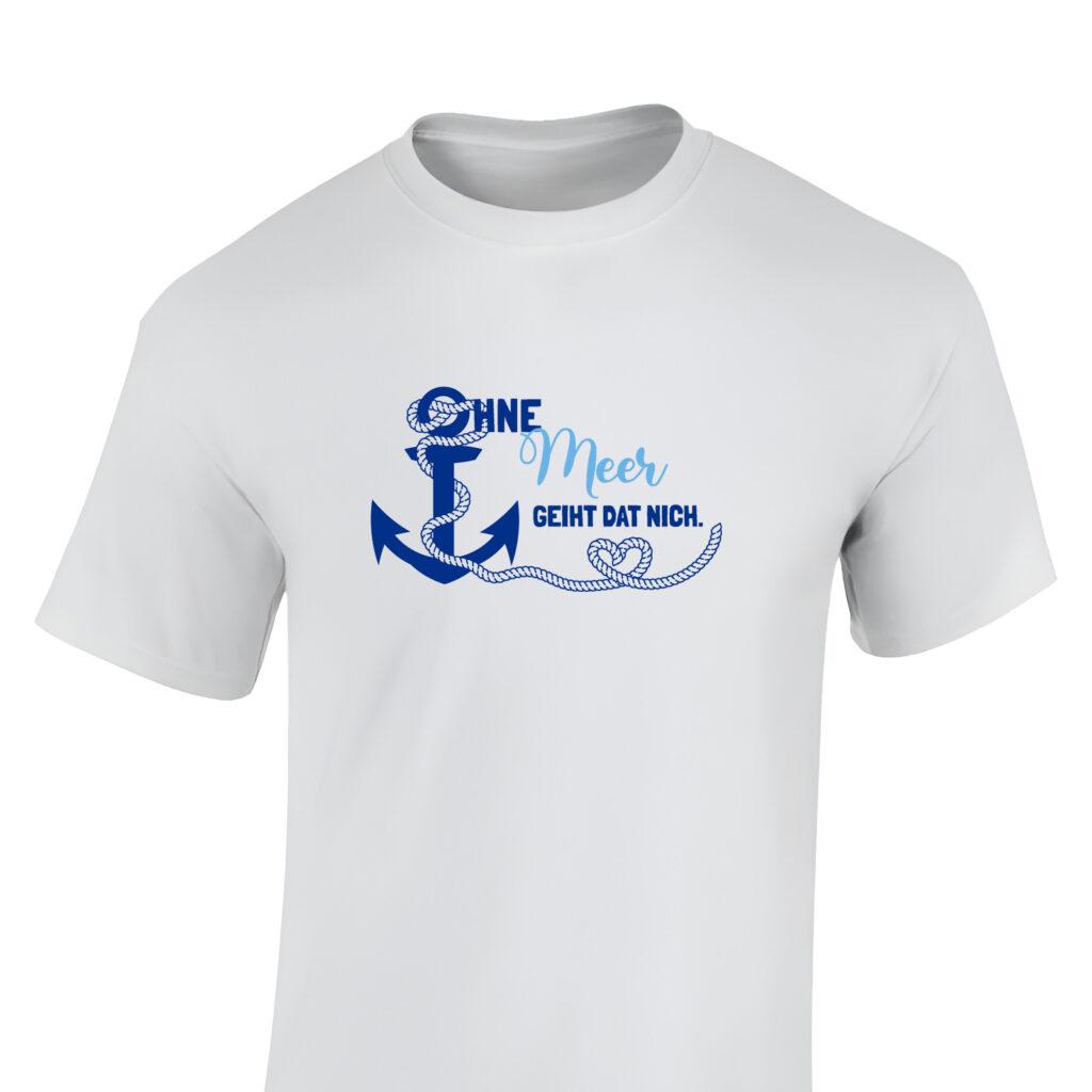 Maritimes Anker T Shirt Herren norddeutsch mit Spruch - Fördeblau