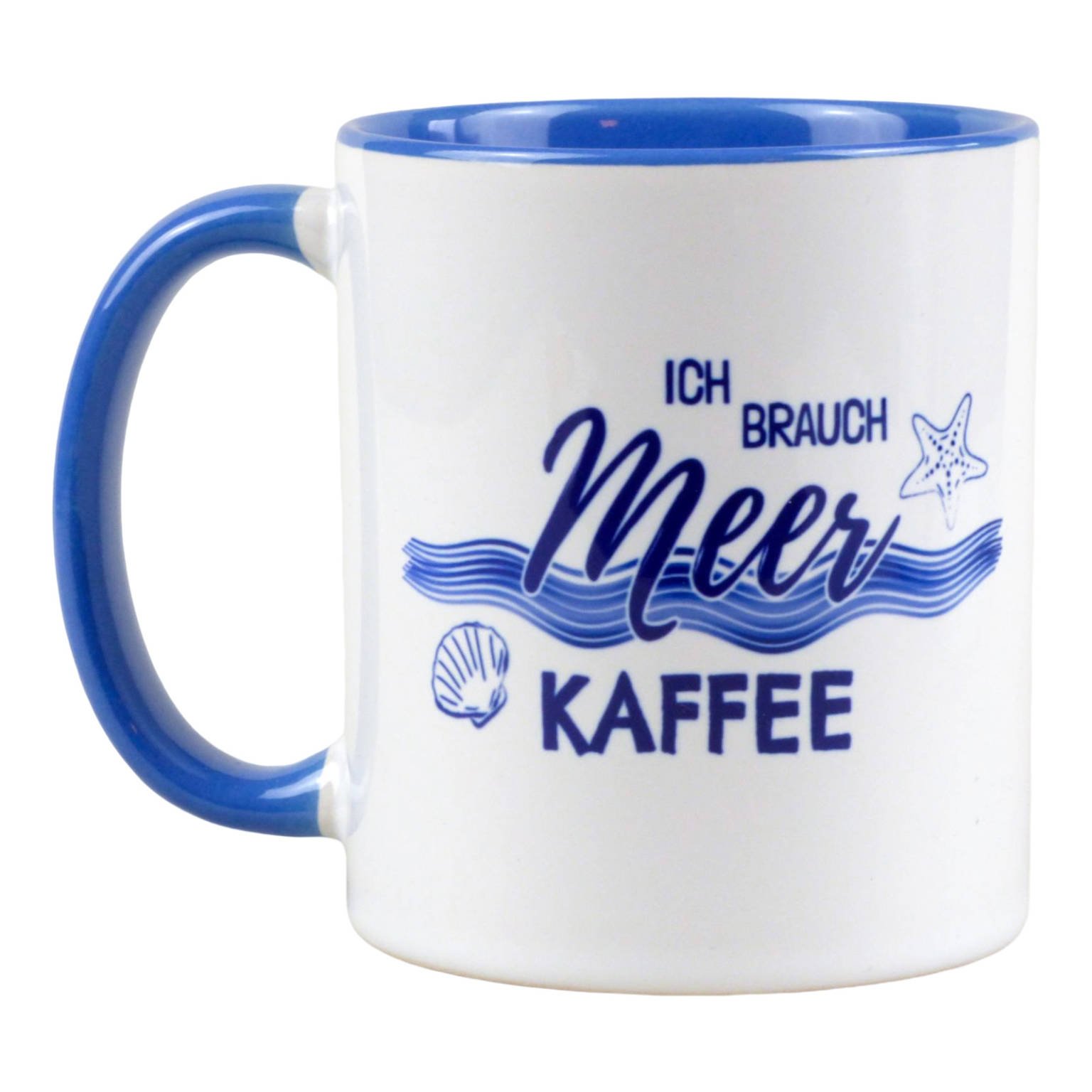 Keramik Kaffeebecher mit norddeutschem Motiv - Fördeblau